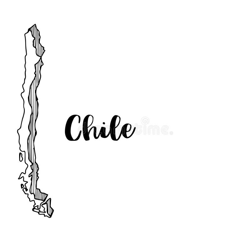 Hand Drawn of Chile Map, Illustration Stock Illustration - Illustration ...