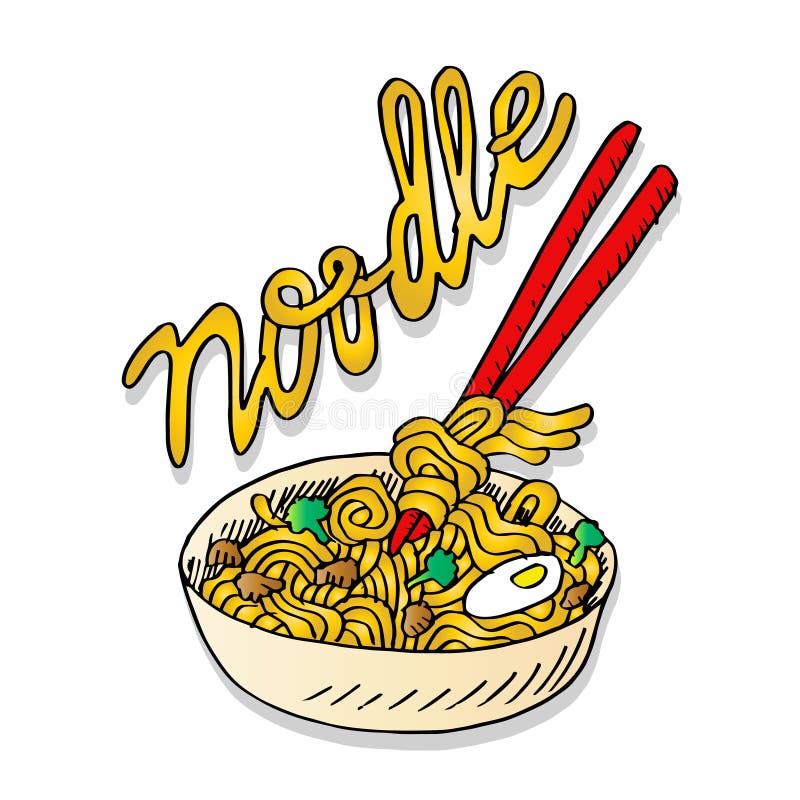 Doodle Noodles lettering stock vector. Illustration of design - 112717537