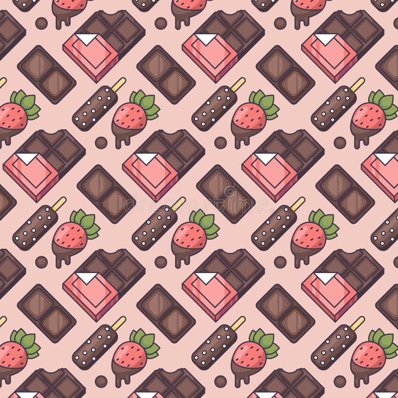 Hand Drawn Chocolate Pattern Design Vector Illustration. Stock Vector ...
