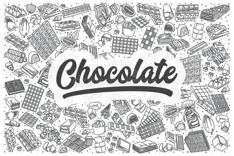 Hand Drawn Chocolate Vector Doodle Set. Stock Vector - Illustration of ...