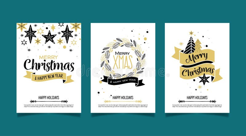 Hand Drawn Christmas Cards Template Vector Design Illustration Stock ...