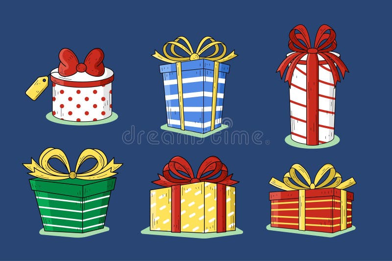 Hand Drawn Christmas Gift Collection Vector Design Illustration Stock ...