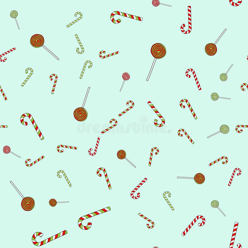 Vector Christmas Lollipops Seamless Pattern Stock Illustration ...
