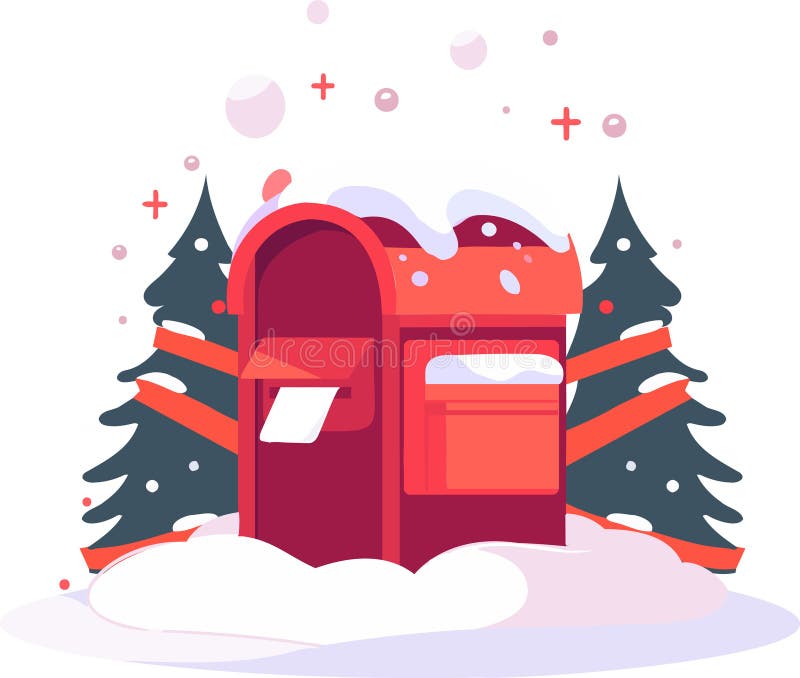 Hand Drawn Christmas Mailbox in Flat Style Stock Vector - Illustration ...