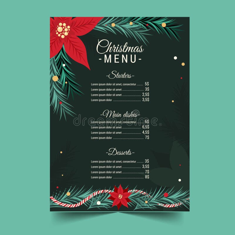 Hand Drawn Christmas Menu Template Vector Design Stock Vector ...