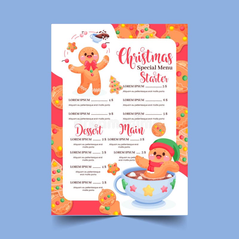 Hand Drawn Christmas Menu Template Vector Design Illustration Stock ...