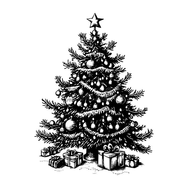 Hand Drawn of Christmas Tree Stock Vector - Illustration of handdrawn ...
