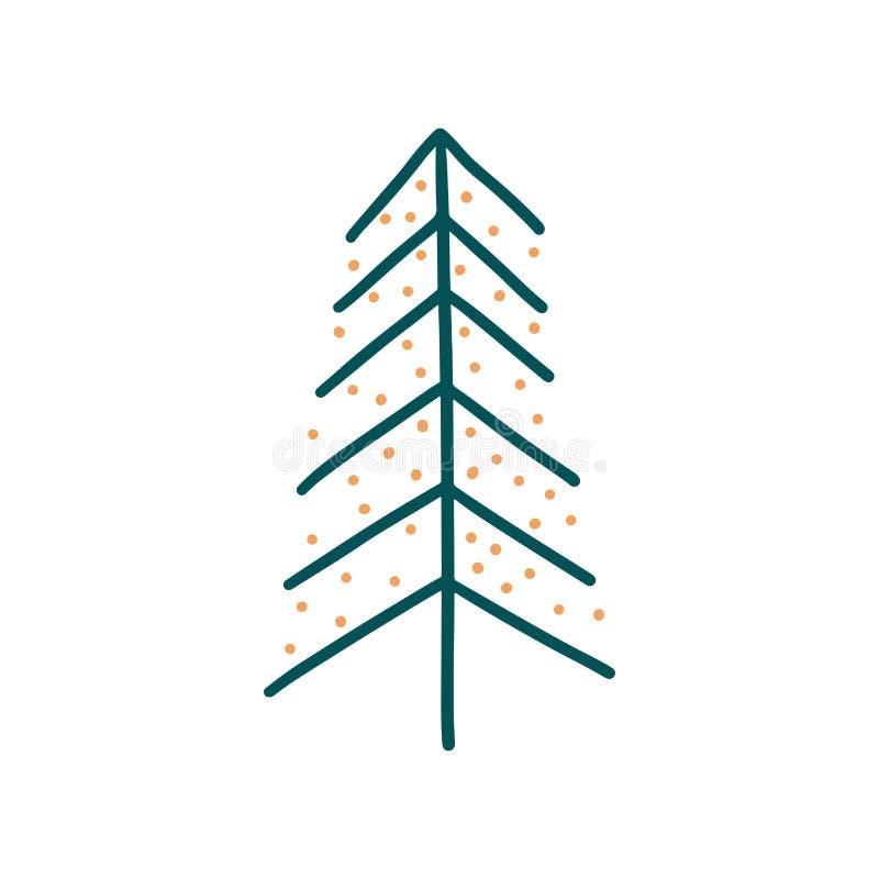 Hand Drawn Christmas Tree. Modern Boho Art. Stock Vector - Illustration ...