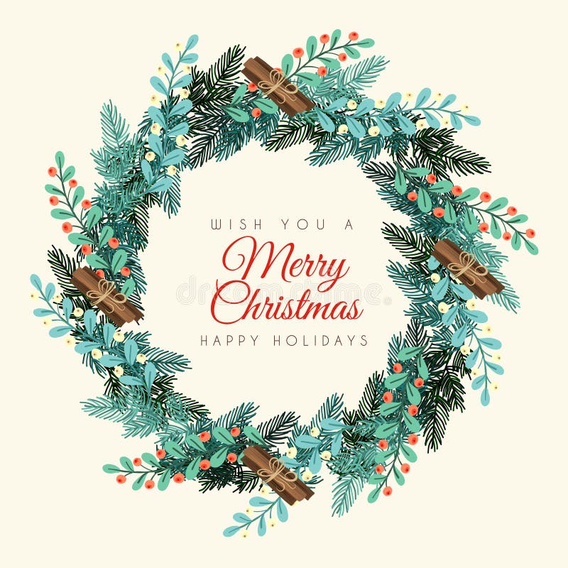 Hand Drawn Christmas Wreath Concept Vector Design Stock Vector ...