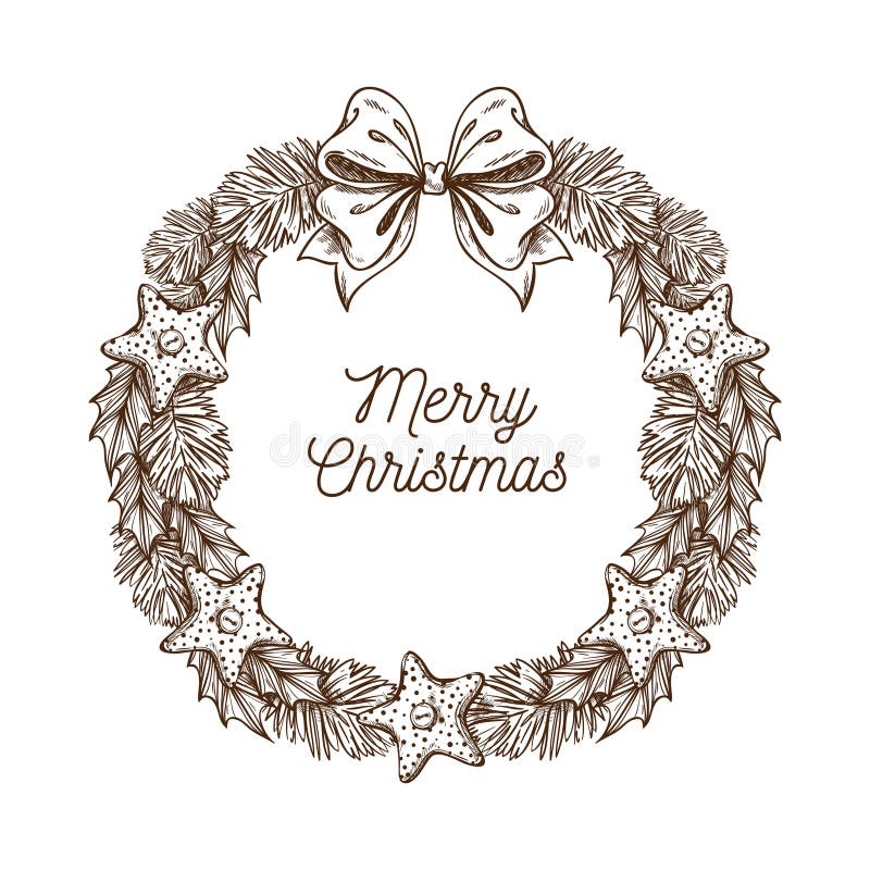 Hand Drawn Christmas Wreath Concept Vector Design Stock Vector ...
