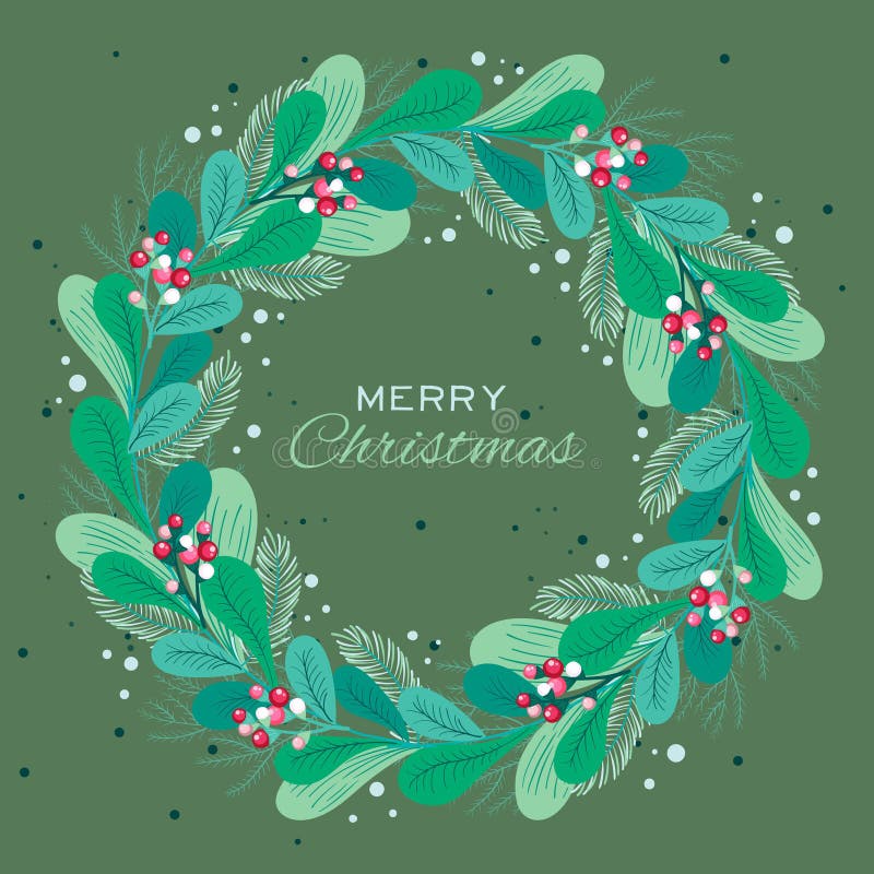 Hand Drawn Christmas Wreath Template Vector Design Illustration Stock ...