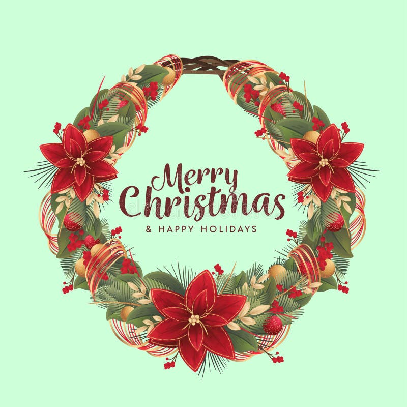 Hand Drawn Christmas Wreath Vector Design Stock Vector - Illustration ...