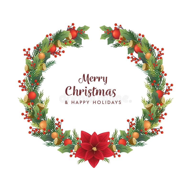 Hand Drawn Christmas Wreath Vector Design Stock Vector - Illustration ...