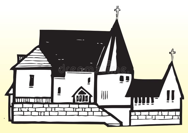 Hand Drawn Church Vector Art Stock Vector - Illustration of black ...