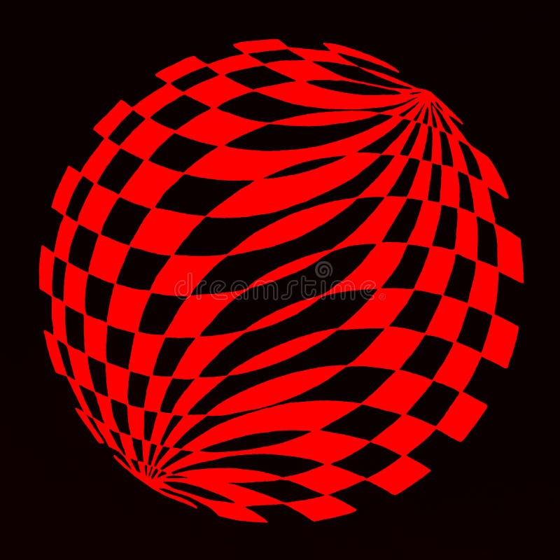 A Black and Red Circle with an Op Art Pattern on it. Stock Illustration ...