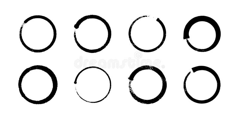 Hand Drawn Circle Brush Stroke Stamp Frame Vector Set Stock Vector ...