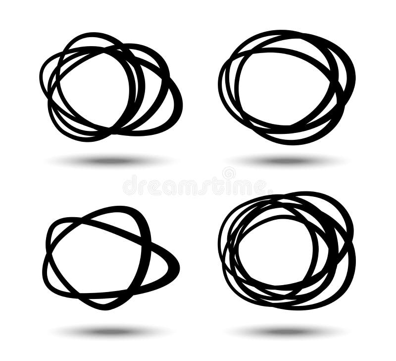 Hand Drawn Circle Emblems. Sketch Drawing Scribble Circle Lines Stock ...