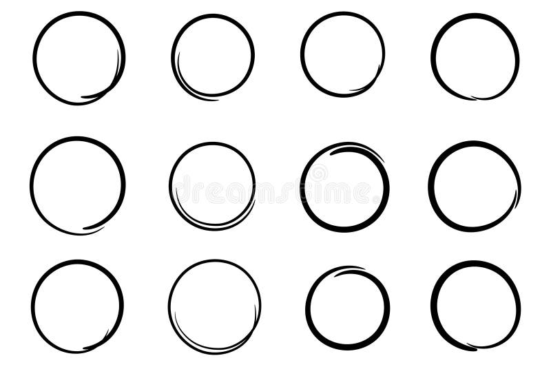Hand Drawn Circle Frame, Scribble Circles Set. Doodle Ink Sketch Round ...