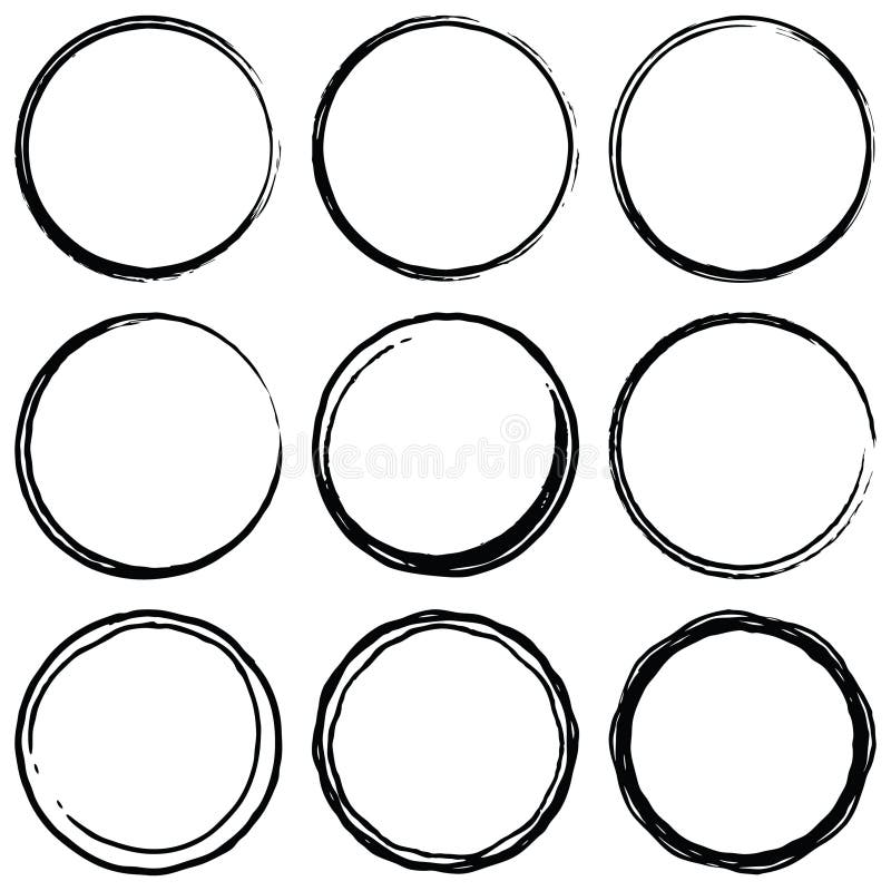 Hand-Drawn Circle Frame Set for Creative Design Stock Vector ...