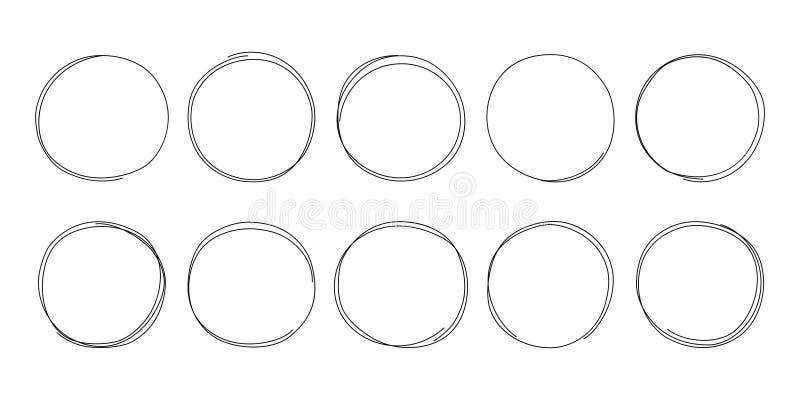 Hand Drawn Circle Frame Sketch Set. Scribble Line Round Shapes, Pen ...