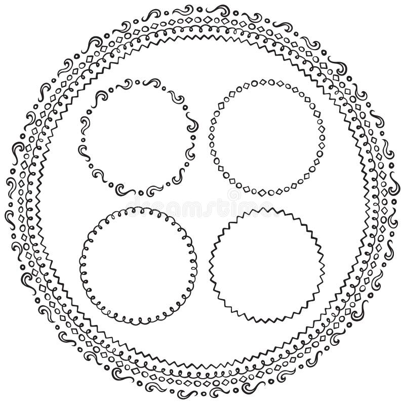 Hand-drawn circle frames stock vector. Illustration of frame - 220837235