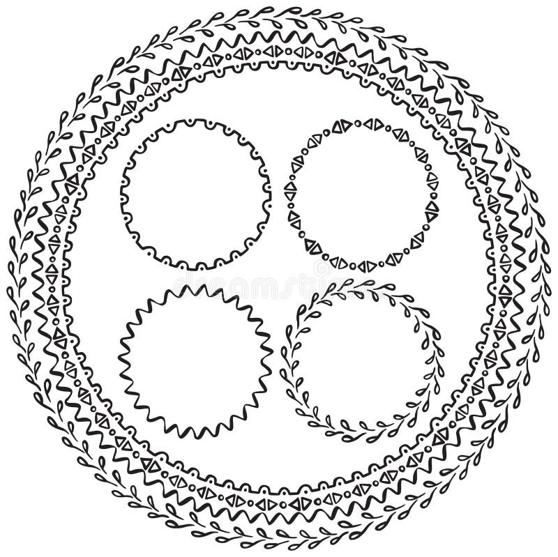 Hand-drawn circle frames stock vector. Illustration of wave - 224985707