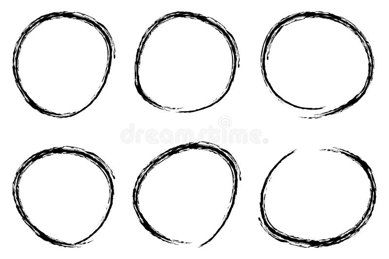 Hand Drawn Circle Highlighter Set. Vector Marker Circular Lines, Doodle ...