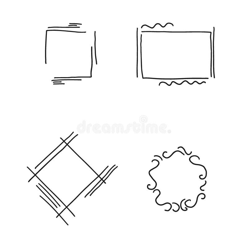 Hand Drawn Circle Line Badge Set. Frames Different Geometric Forms ...