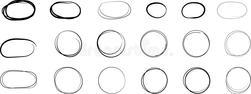 Hand Drawn Circle Line Sketch. Pencil or Pen Circular Scribble Round ...