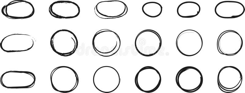 Hand Drawn Circle Line Sketch. Pencil or Pen Circular Scribble Round ...