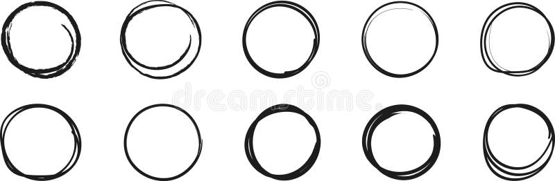 Hand Drawn Circle Line Sketch. Pencil or Pen Circular Scribble Round ...