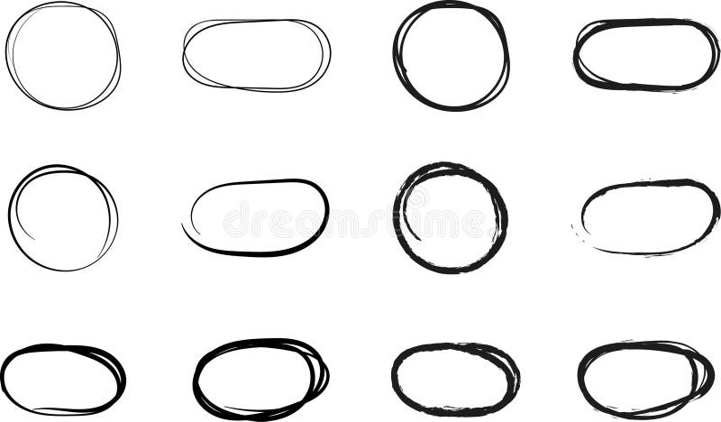 Hand Drawn Circle Line Sketch. Pencil or Pen Circular Scribble Round ...