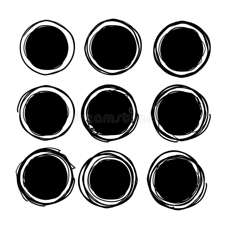 Hand Drawn Circle Line Sketch Set. Circular Scribble Doodle Round ...