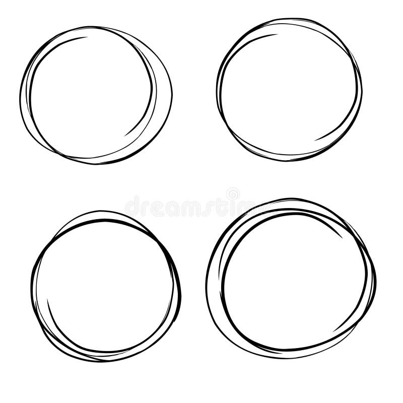 Hand-Drawn Circle Line Sketch Set Pencil and Pen Graffiti Bubbles Stock ...