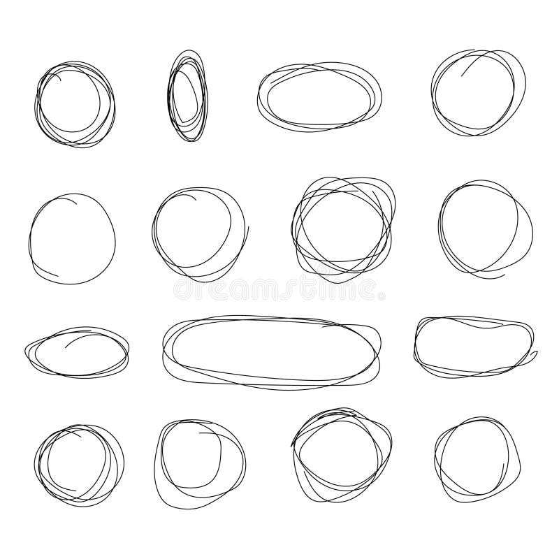Hand Drawn Circle Line Sketch Set. Vector Circular Scribble Doodle ...