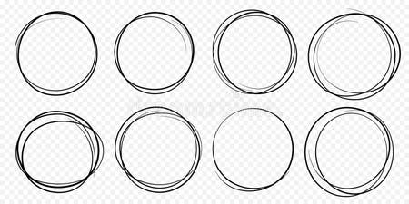 Hand Drawn Circle Line Sketch Set Vector Circular Scribble Doodle Round ...