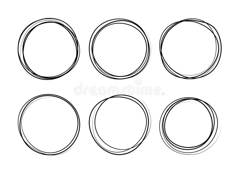 Hand Drawn Circle Line Sketch Set. Vector Circular Scribble Doodle ...