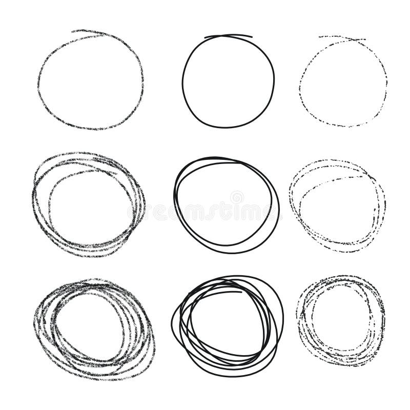 Hand Drawn Circle Sketch Frame Set. Elements for Concept Design Stock ...