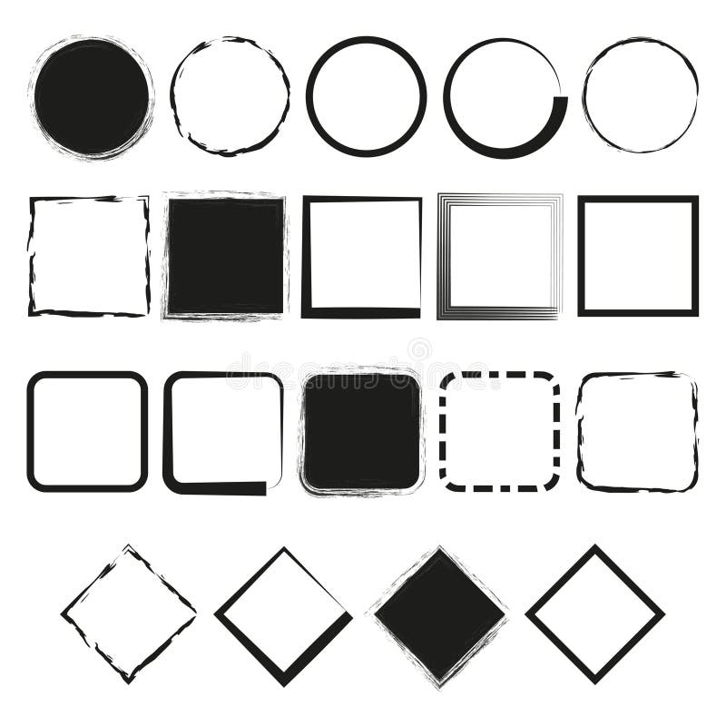 Hand Drawn Circle, Square. Vector Illustration. EPS 10 Stock Vector ...