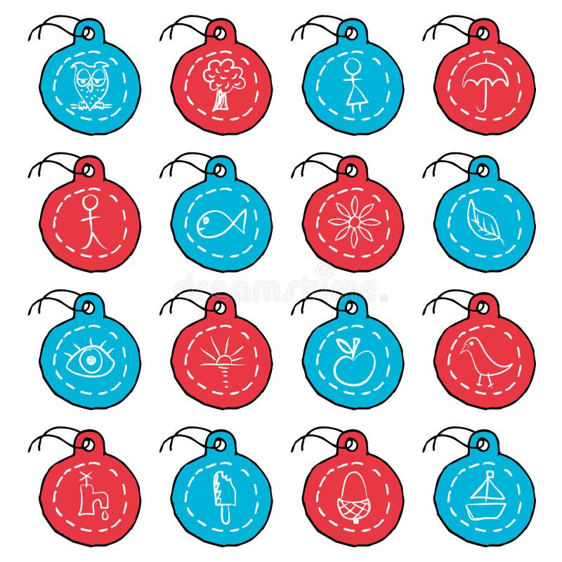 Hand Drawn Circle Tag Icons, Set 2 Stock Vector - Illustration of icon ...