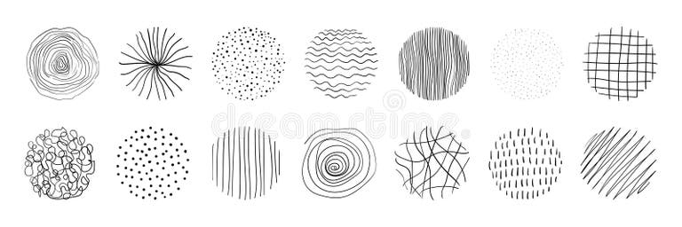 Hand Drawn Circle Textures. Vector Abstract Sketch Creative Organic ...