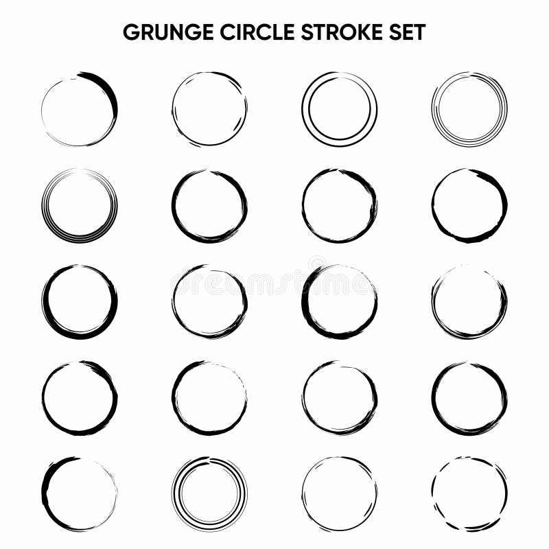 Hand-Drawn Circle Brush Stroke Vector Set Abstract Circle Elements ...