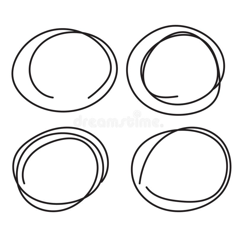 Hand Drawn Circles. Abstract Circular Lines. Sketchy Black Shapes ...