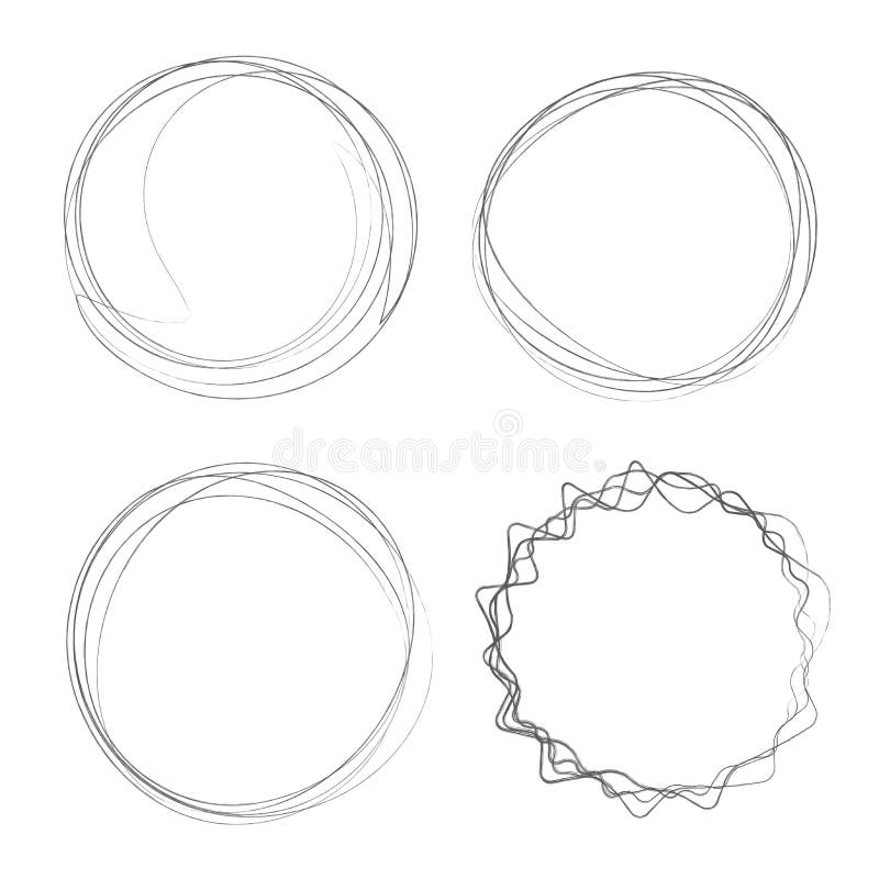 Hand Drawn Circles, Circular Scribble Black Doodles Stock Vector ...