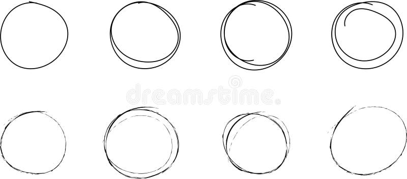 Hand Drawn Circles Line Sketch. Vector Doodle Round Circles. Stock ...