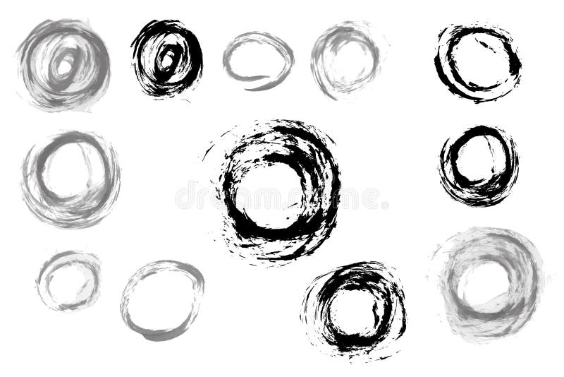 Hand-drawn Circles. Monochrome Vector Rings. Isolated Design Elements ...