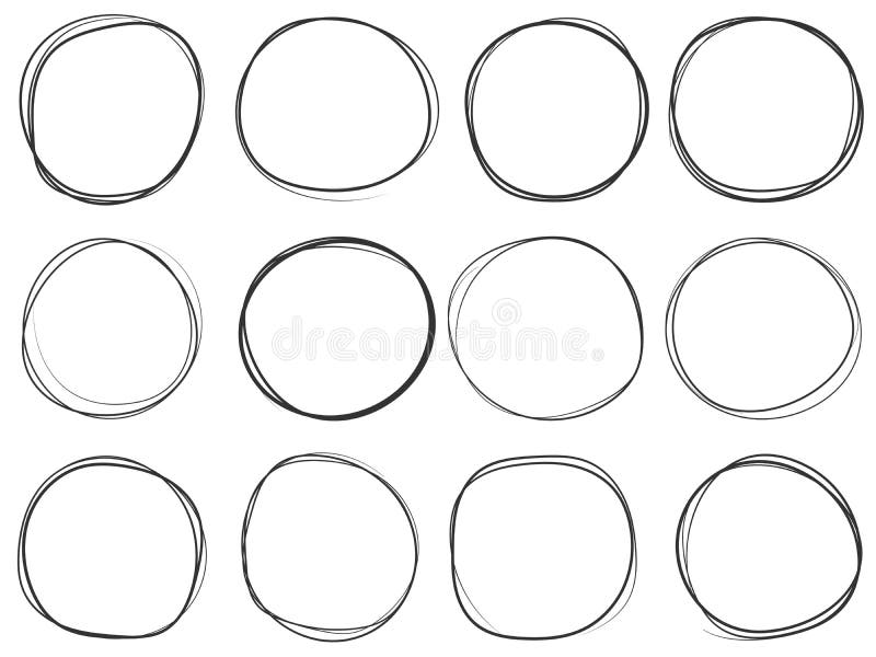 Hand Drawn Circles Set. Rough Frame Elements Isolated on White ...