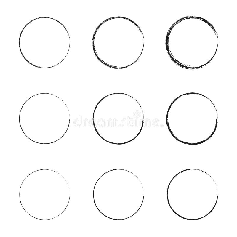 Hand Drawn Circles Sketch Frame Set. Sketch Hand Drawn. Simple Hand ...