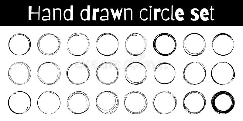 Hand Drawn Circle Line Sketch Set. Round Vector Fields of Writing ...