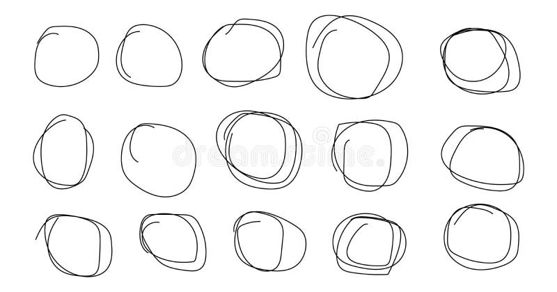 Hand Drawn Circles with Strokes. Black Scribbles with Broken Lines ...